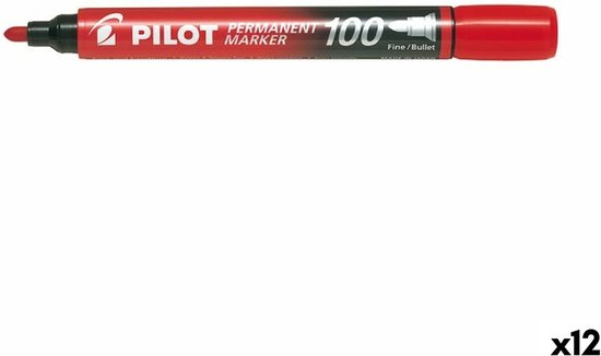 Viltstift pilot sca-100-r rond 1mm rood - 12 stuks - 12 stuks | bol.com