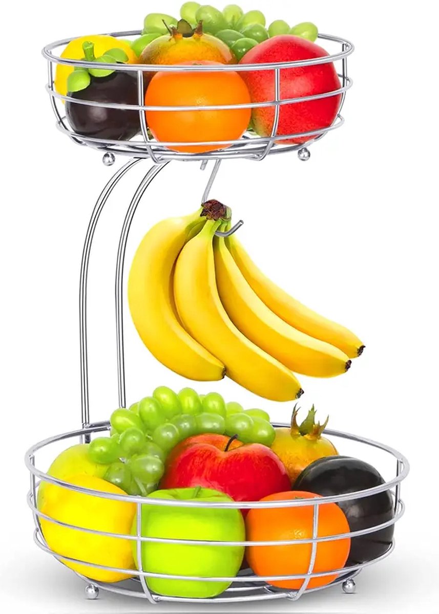 2 Laags - Multifunctioneel Fruitmand - Met Afneembare Schaal En ...