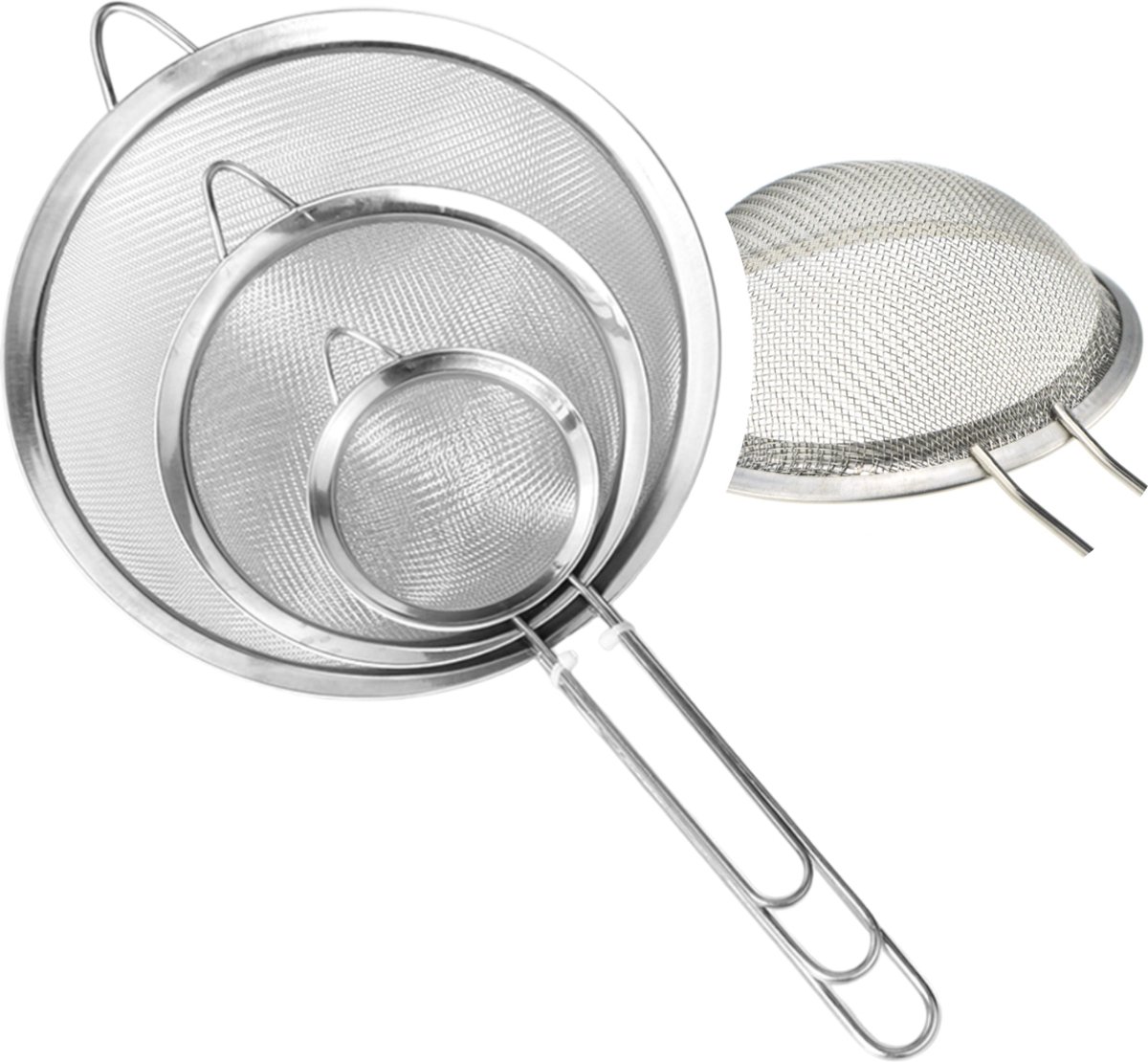 PD® - Premium RVS Zeef Set - Vergiet 3 Delig - Keukenzeef - Zeefjes - Ø ...