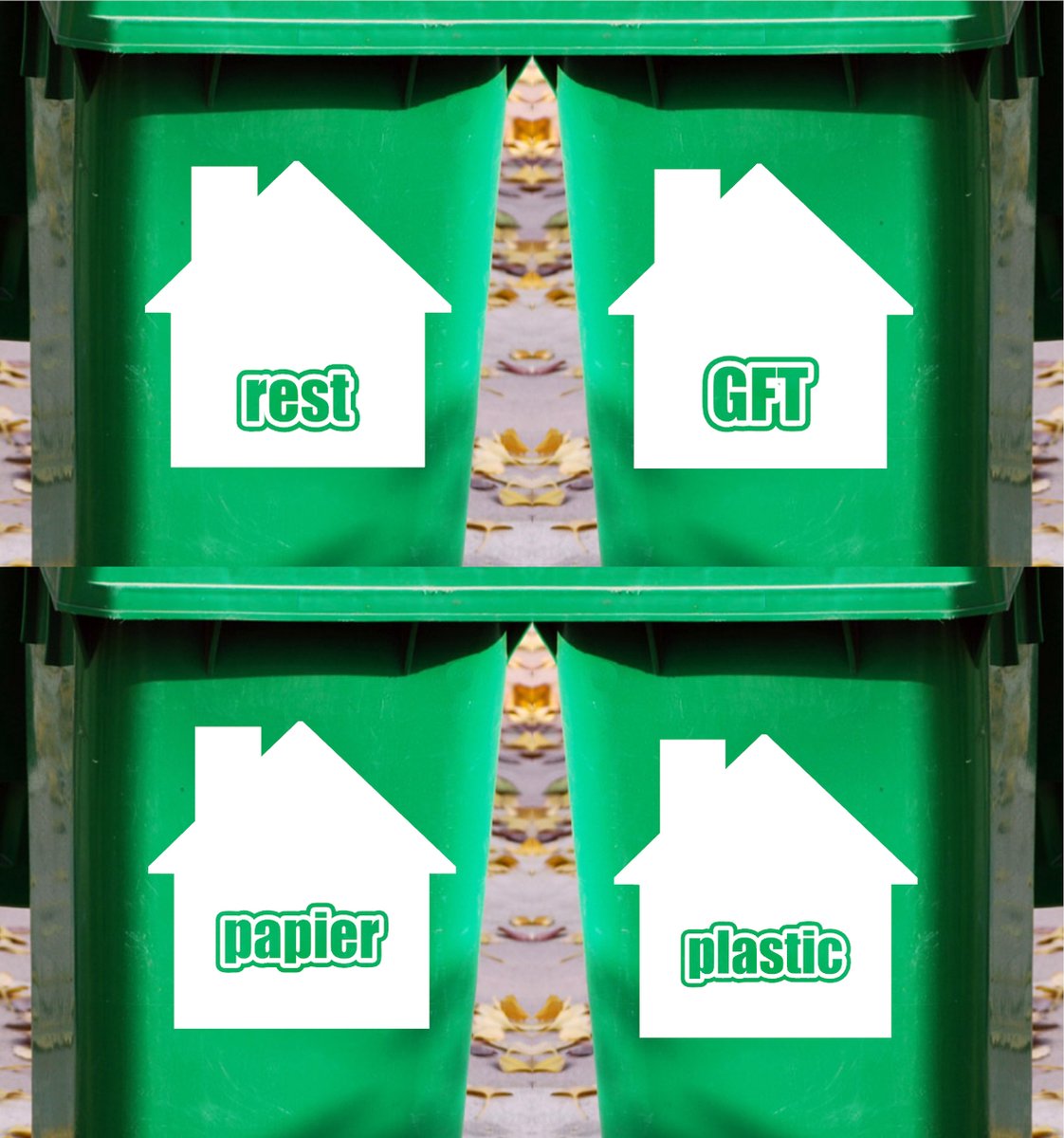 Kliko / Container Stickers 8-Delig | Huisje | GFT, Rest, Papier ...