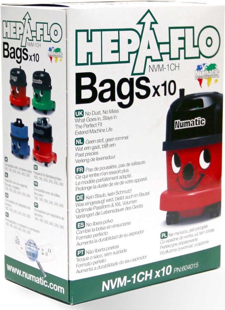 Numatic stofzuigerzakken - 10 stuks - geschikt voor o.a. Henry, Hetty ...