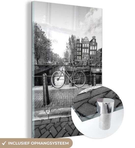 MuchoWow® Glasschilderij 80x120 cm - Schilderij acrylglas - Fiets voor ...