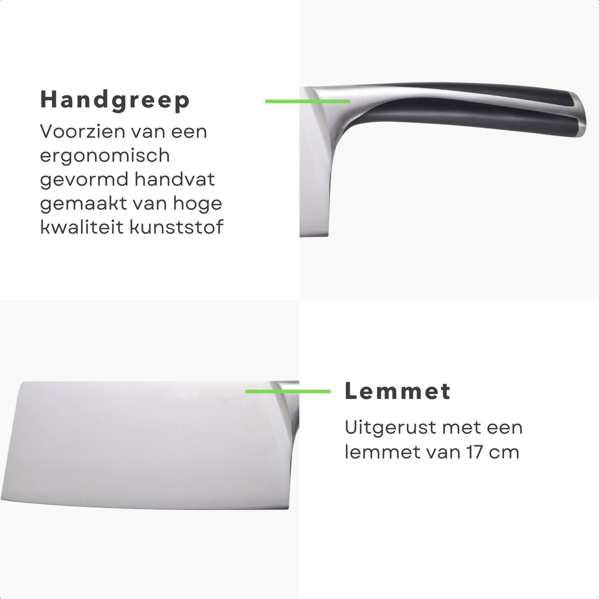 Cheqo® PRO Hakmes - 17 cm - RVS - Keukenbijl - Geschikt voor Fijnhakken ...
