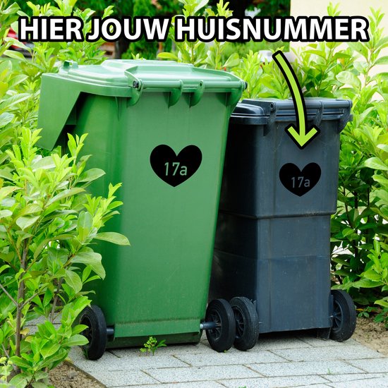 Goldengifts.nl - hart met huisnummer - container sticker - 3 delige ...