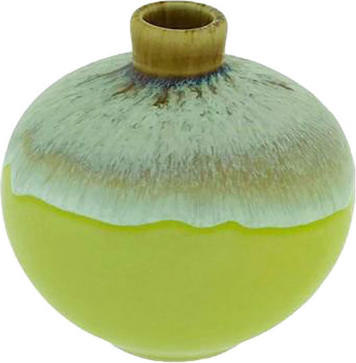 Knopvaasje geel drip - Klein vaasje - keramisch vaasje volledig ...