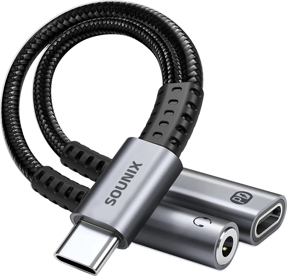 Sounix USB C Aux - USB C Jack - USB C naar 3.5 mm Jack Adapter - PD 60W ...