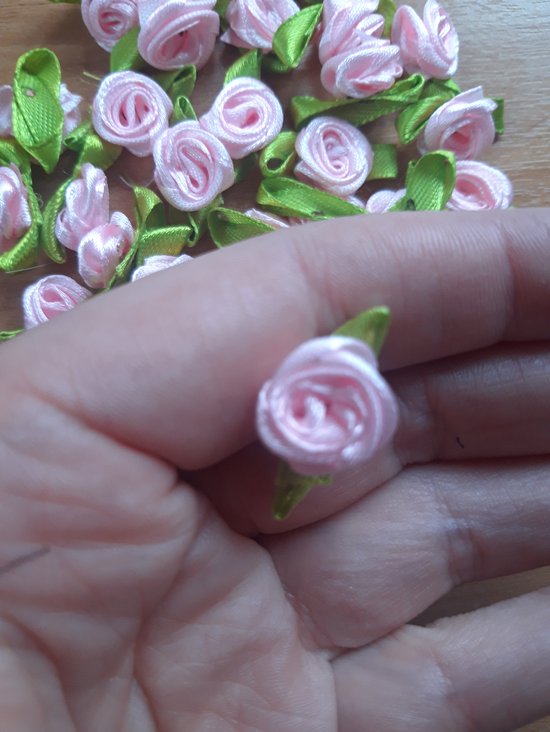 30 roosjes Strikje Decoratie roze roosjes Kaarten speldjes sieraden ...