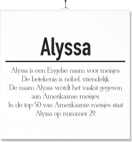 Tegel Met Opdruk | Betekenis | Kado | Cadeau | Met Naam - Alyssa | bol