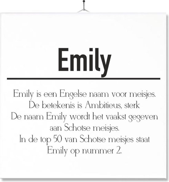 Tegel Met Opdruk | Betekenis | Kado | Cadeau | Met Naam - Emily | bol