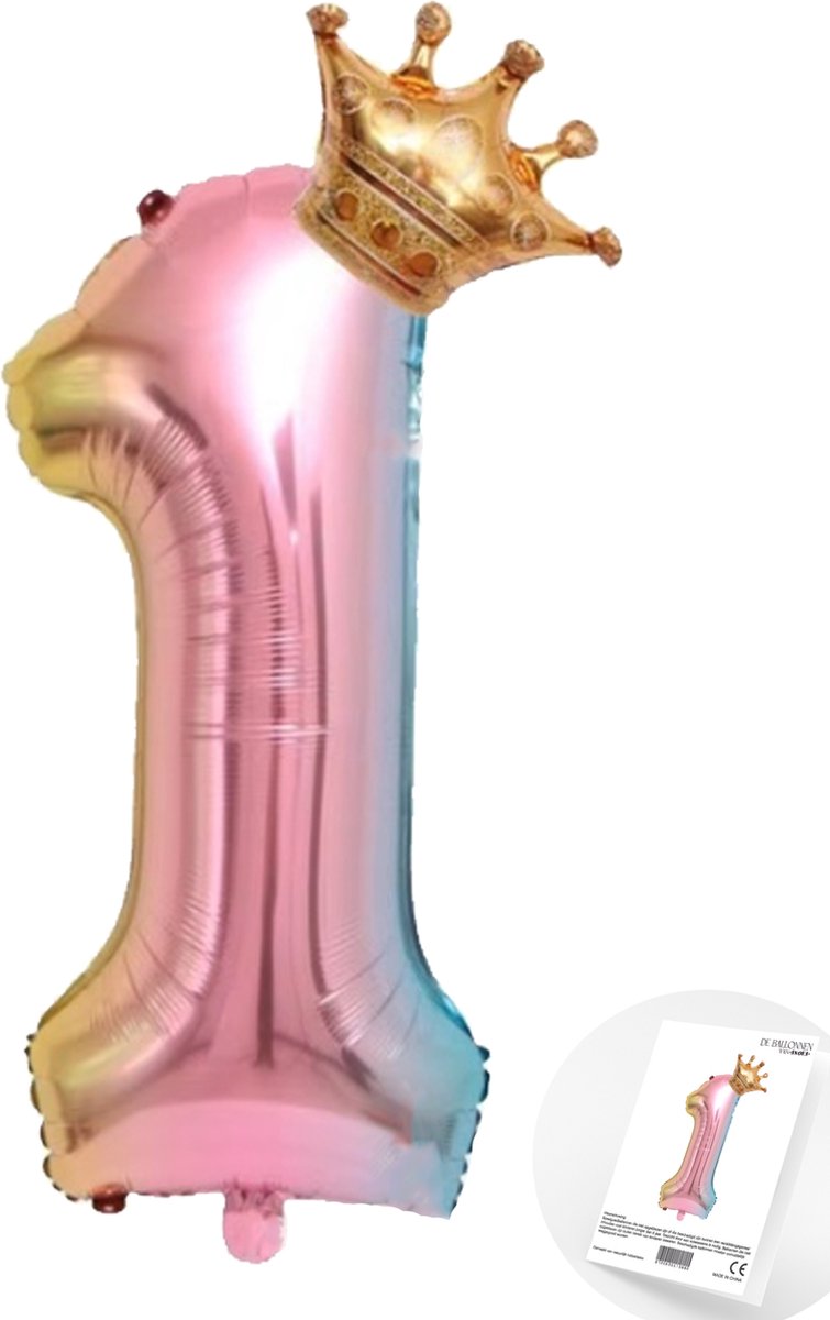 Cijfer Ballon nummer 1 - Prins - Prinses - Royal Rainbow - Ballon ...