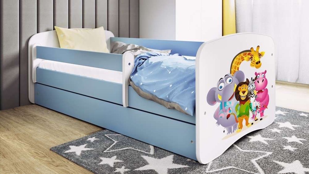 Kocot Kids - Bed babydreams blauw dierentuin zonder lade met matras 160 ...
