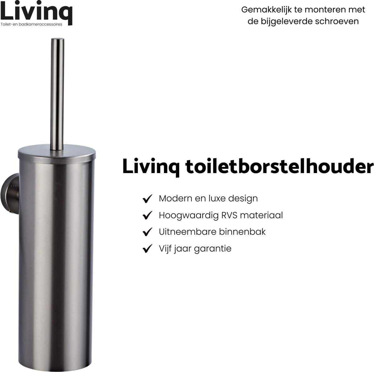 Toilet Borstel Houder Gun metal - Toiletset 2-delig - Wc Borstel Houder ...