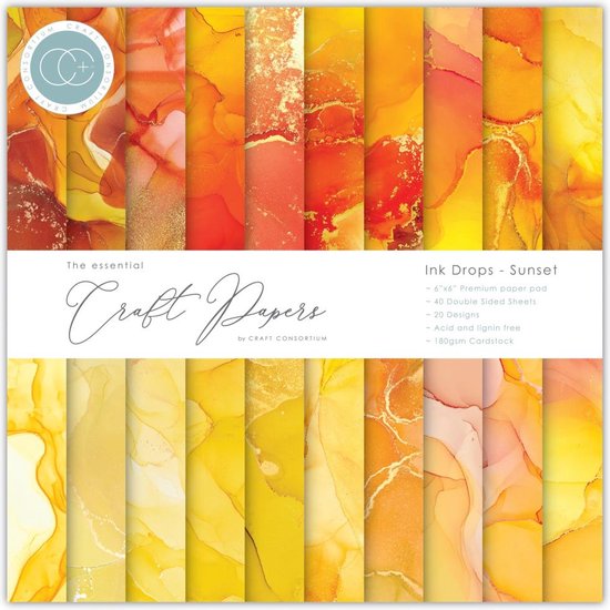Craft Consortium Papierblok 15x15 cm Ink Drops Sunset 40 vel | bol.com