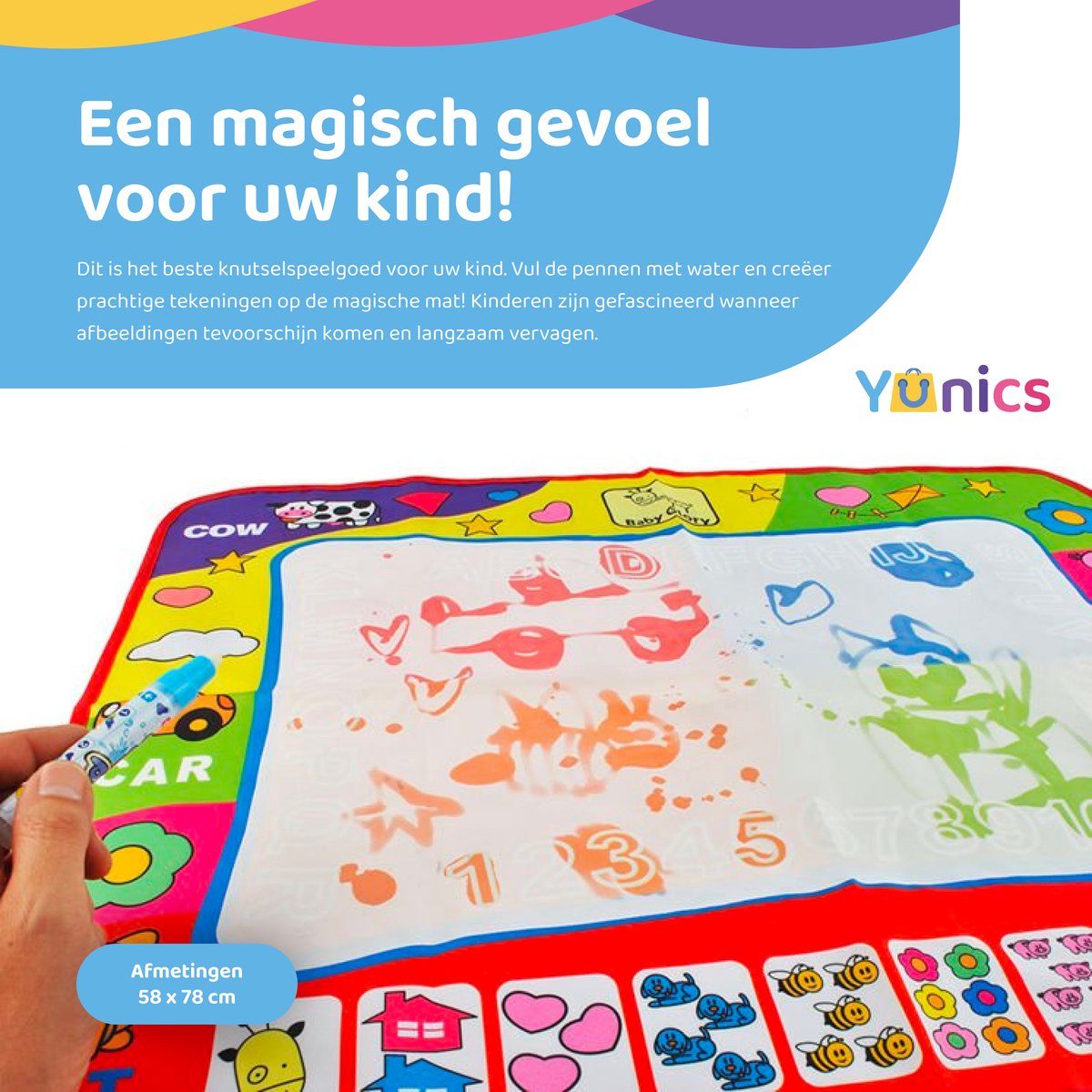 YUNICS® Magische Kleuren Water Tekenmat - Inclusief Accessoires - Aqua ...