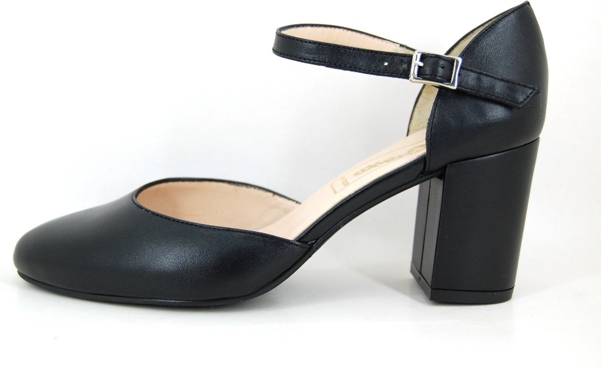 Stravers - Zwarte Leren Pumps met Bandje Blokhak Maat 33 Kleine Maten ...