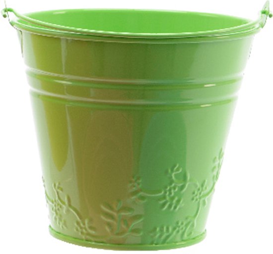 Decoris Bloempot/plantenpot bloemen relief - zink - D11 cm - groen | bol