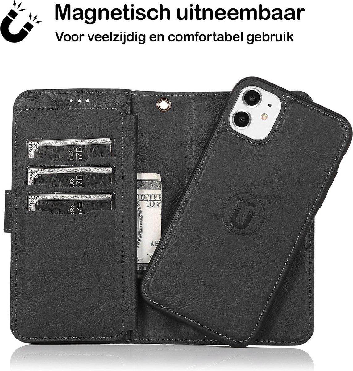 iPhone 12 Pro / iPhone 12 Magnetisch 2-in-1 Hoesje - Luxe Wallet Case ...