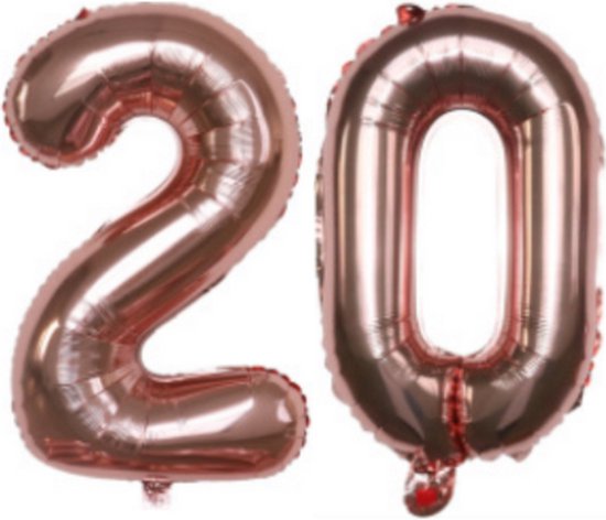Cijferballon XL 20 - Rose goud - Feestversiering - 81 cm | bol.com