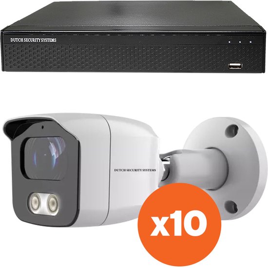 Beveiligingscamera set - 10x Bullet camera - QHD 2K - Sony 5MP - Wit ...