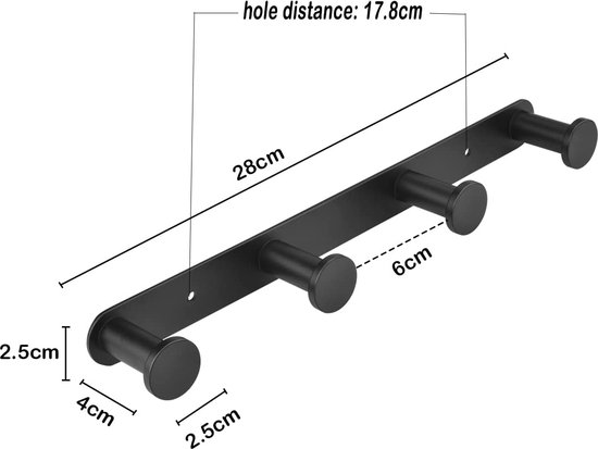 Handdoekhaak 304 roestvrij staal, Robe haak muurbevestiging geboord ...