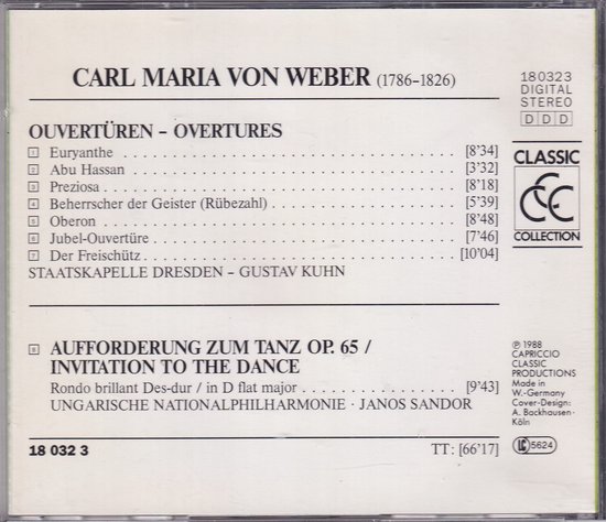 Overtures - Carl Maria von Weber - Staatskapelle Dresden o.l.v. Gustav ...