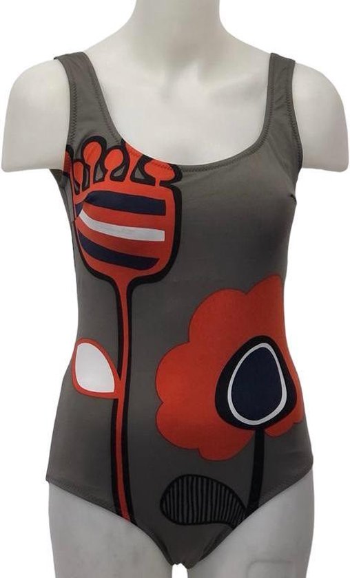 Badpak- Zwempak- Fashion Dames Badmode 771- Grijs met Oranje ...