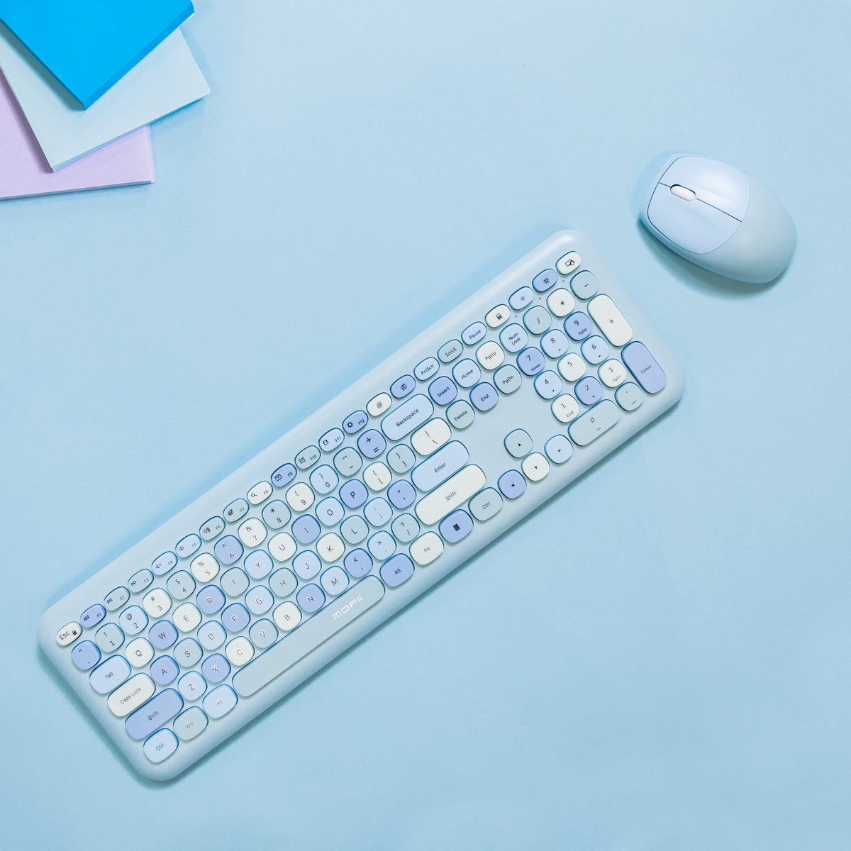 Silvergear - Retro Toetsenbord en Muis Set Draadloos - Blauw | bol.com
