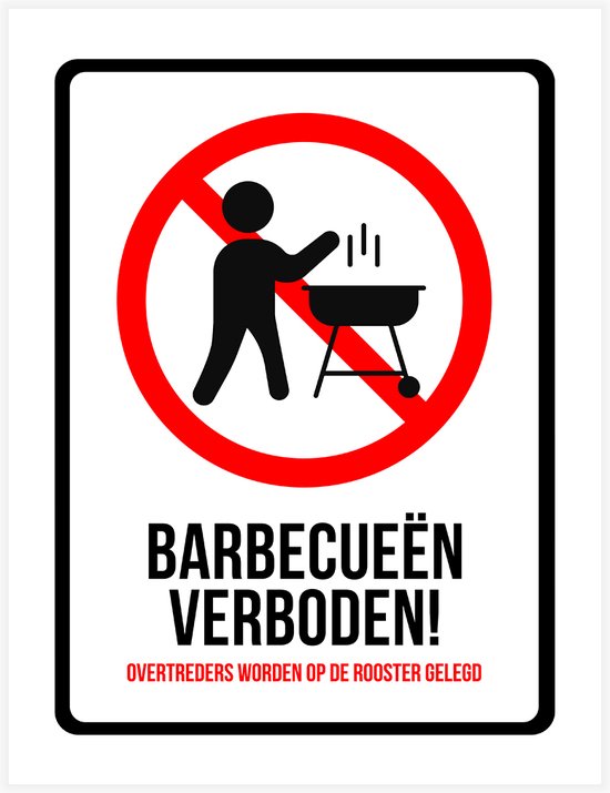Pictogram/ bord | "Barbecueën verboden!" | 27 x 36 cm | Barbecue ...