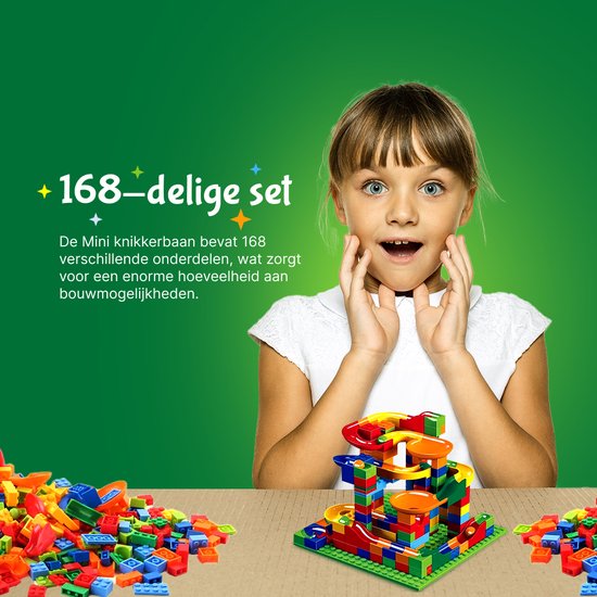 knikkerbaan- bouwstenen - knikkers - 168 onderdelen | bol