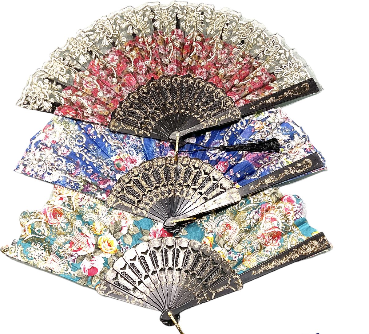 Spaanse Waaier - Windwaaier - Handwaaier - Flamenco - Set 3 Stuks | bol.com