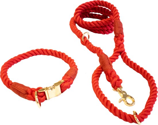 Meritosh Halsband S (30cm omtrek) + Leiband Set 100% Katoen Handgemaakt ...