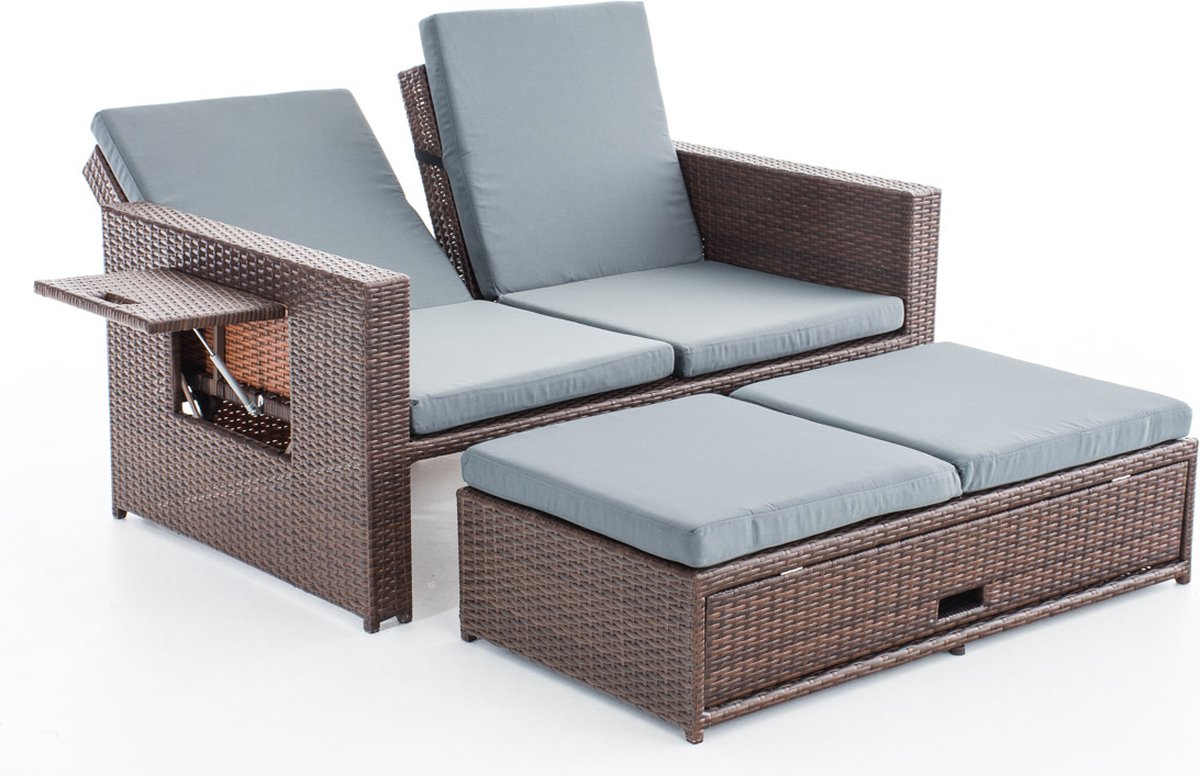Lounge ligbed deluxe - Met tafeltje Loungebank - Buiten - Tuinmeubelen ...
