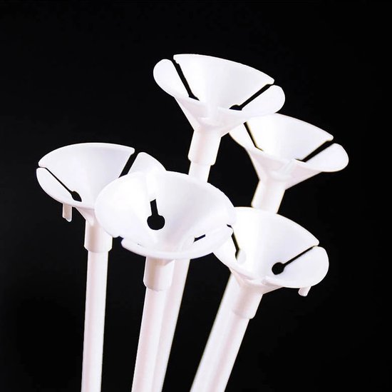 Ballonstokjes 10 stuks - Ballon stokjes met houder - Ballonstaafjes wit ...