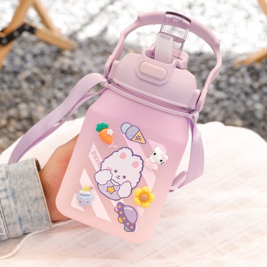 Kinderfles -Drinkfles voor kinderen-1300 ml- Paars / Purple- Handige ...