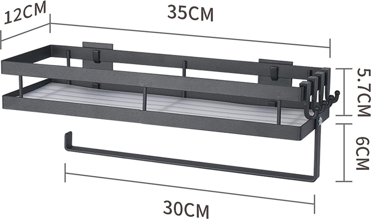Kruidenrek, keukenrek aan de muur zonder boring, kruidenrek hangend met ...