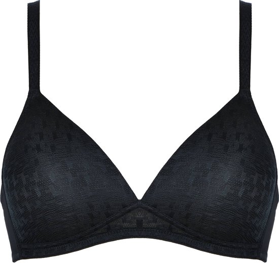 Naturana - 5665 - Soft bh met pied de poule patroon - Zwart - 80B | bol