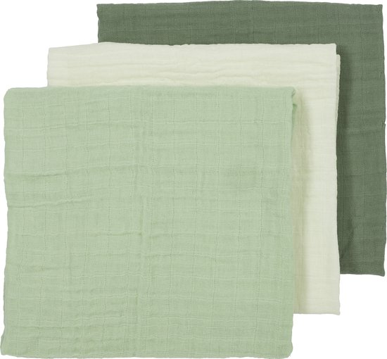 Meyco Baby Uni hydrofiele doeken - 3-pack - offwhite/soft green/forest ...