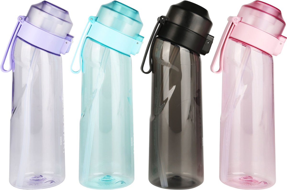 GENNIO Geurwater Drinkfles Waterfles | Paars | Inclusief 2 smaak geur ...