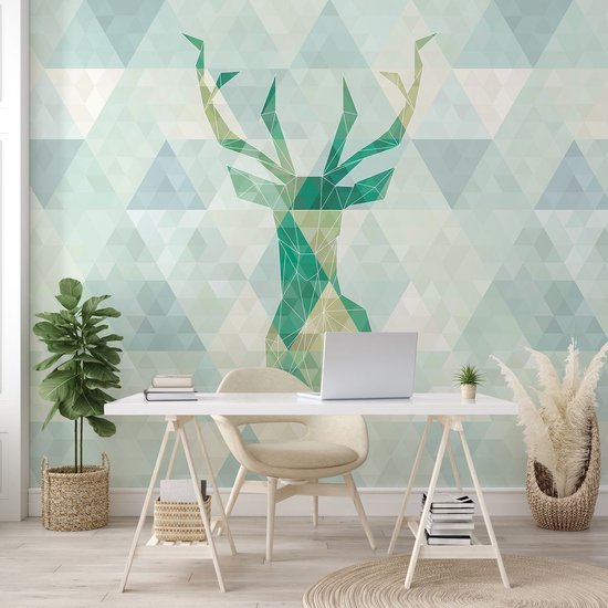 Fotobehang - Vlies Behang - Hert en Abstract Kunst - 254 x 184 cm | bol.com