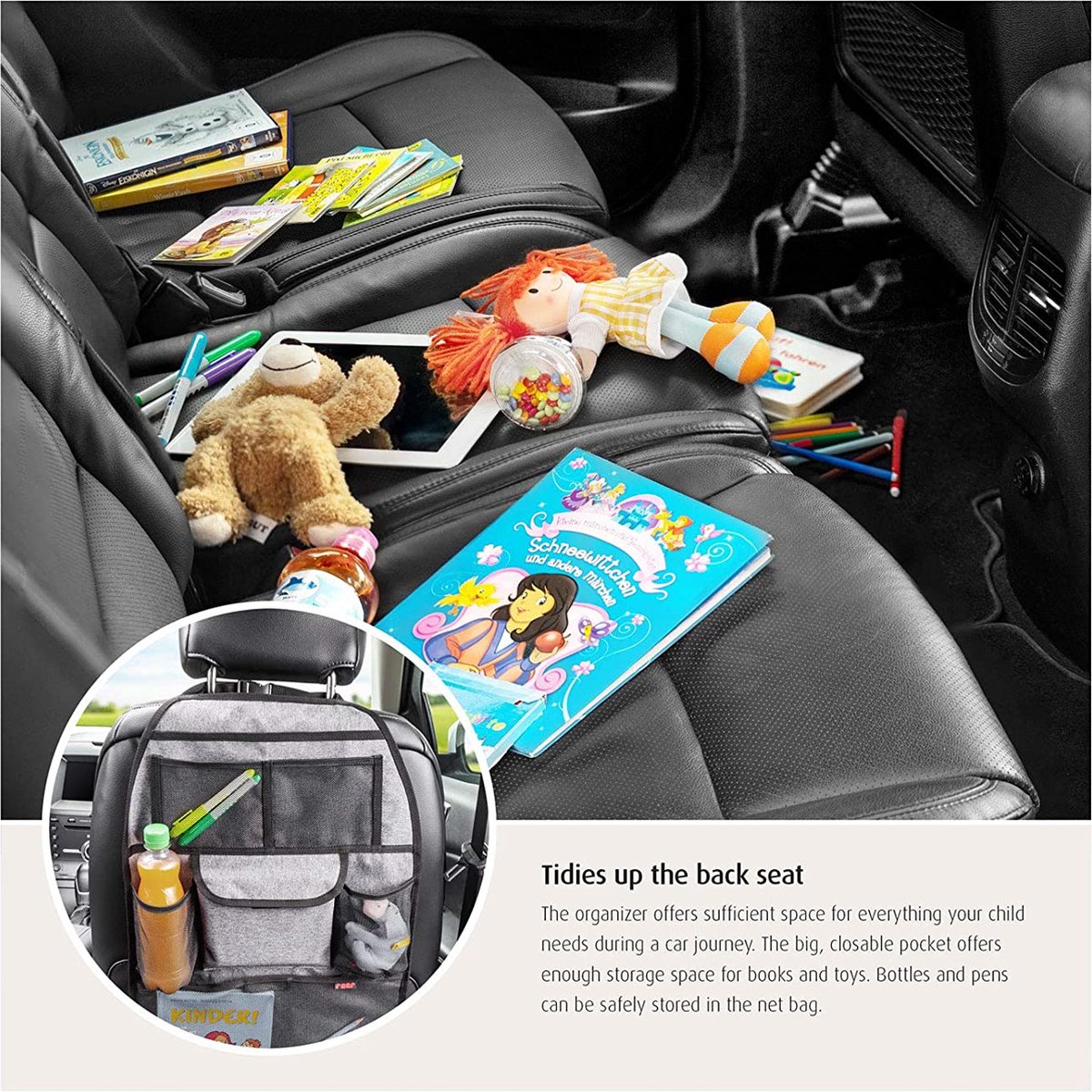 Luxe auto organizer - Autostoel organiser voor kinderen met vakken ...