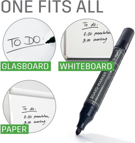 Sigel whiteboardstift - zwart - 4 stuks - whiteboard stift - SI-BA012 | bol