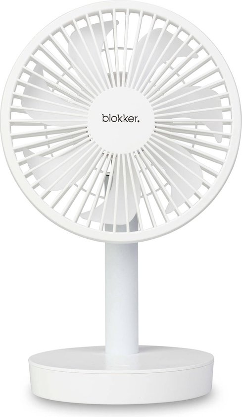 Blokker USB Ventilator Oplaadbaar - 15cm - Wit - Extreem Stil | bol