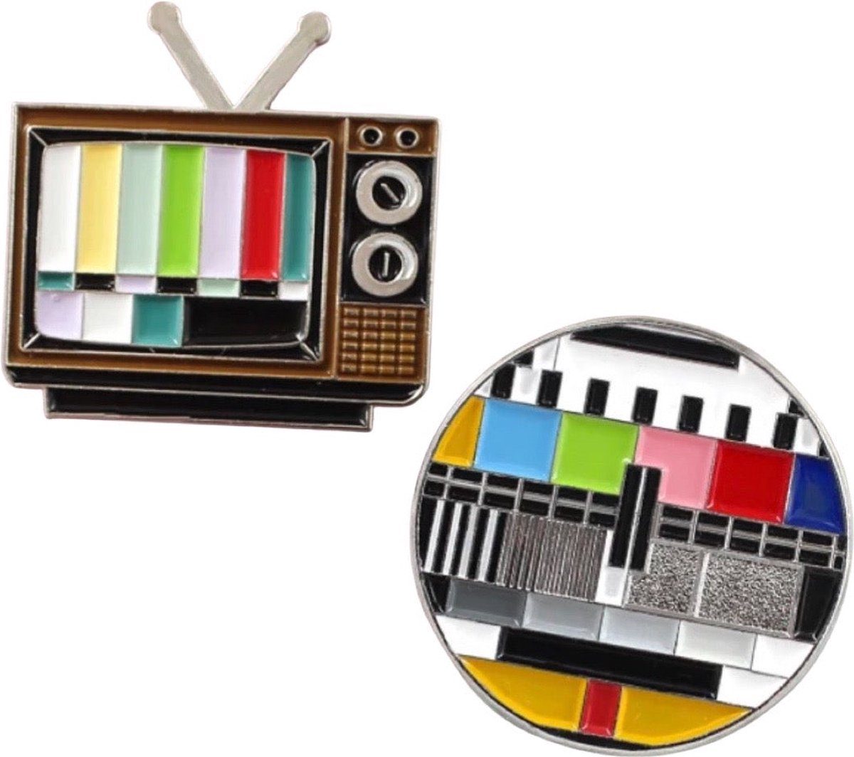 TV Toestel Testbeeld Vintage Emaille Pin 3 cm / 3 cm / Multicolor | bol.com