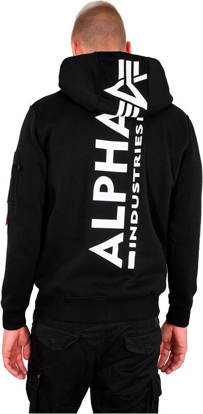 Alpha Industries Hoodie Back Print Zip Black-L | bol.com
