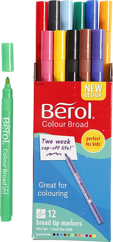 Berol Stift, d 10 mm, lijndikte 1-1,7 mm, diverse kleuren, 12 stuk/ 1 doos | bol