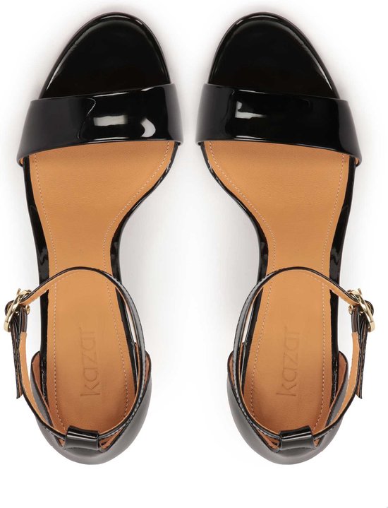 Black patent leather sandals with slim heel | bol.com
