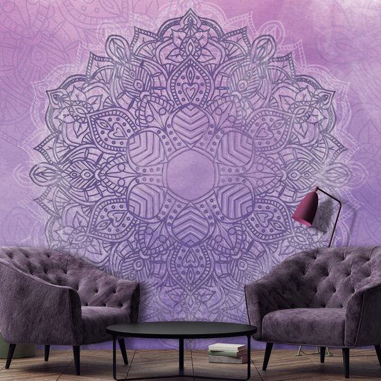 Fotobehang - Vlies Behang - Violet Mandala - 254 x 184 cm | bol.com