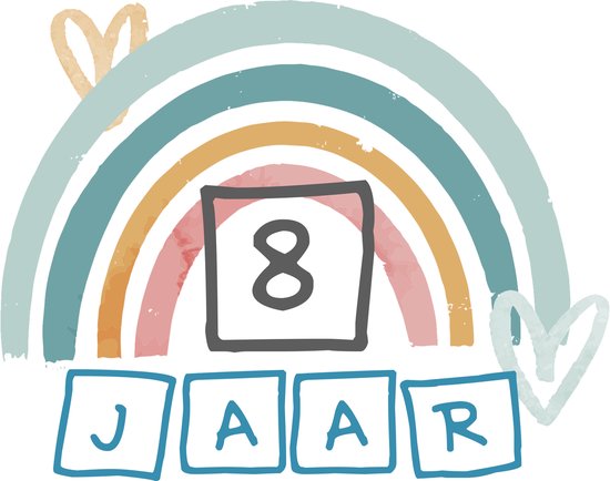 32x 8 JAAR - Baby Peuter Kinder Verjaardag Stickers - Leuk Regenboog ...