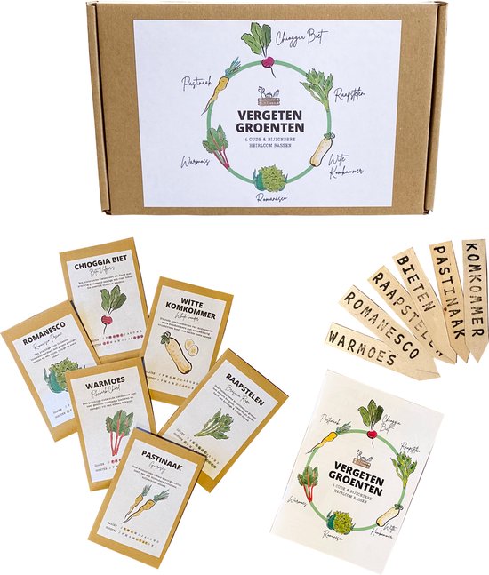 VERGETEN GROENTEN Moestuinbox - Moestuinzaden - Biologisch - Duurzaam - Heirloom -... | bol.com