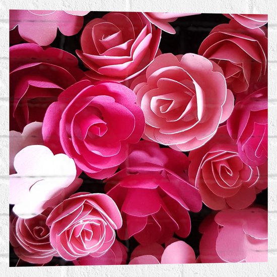WallClassics - Muursticker - Origami Papieren Rozen in het Roze - 50x50 ...